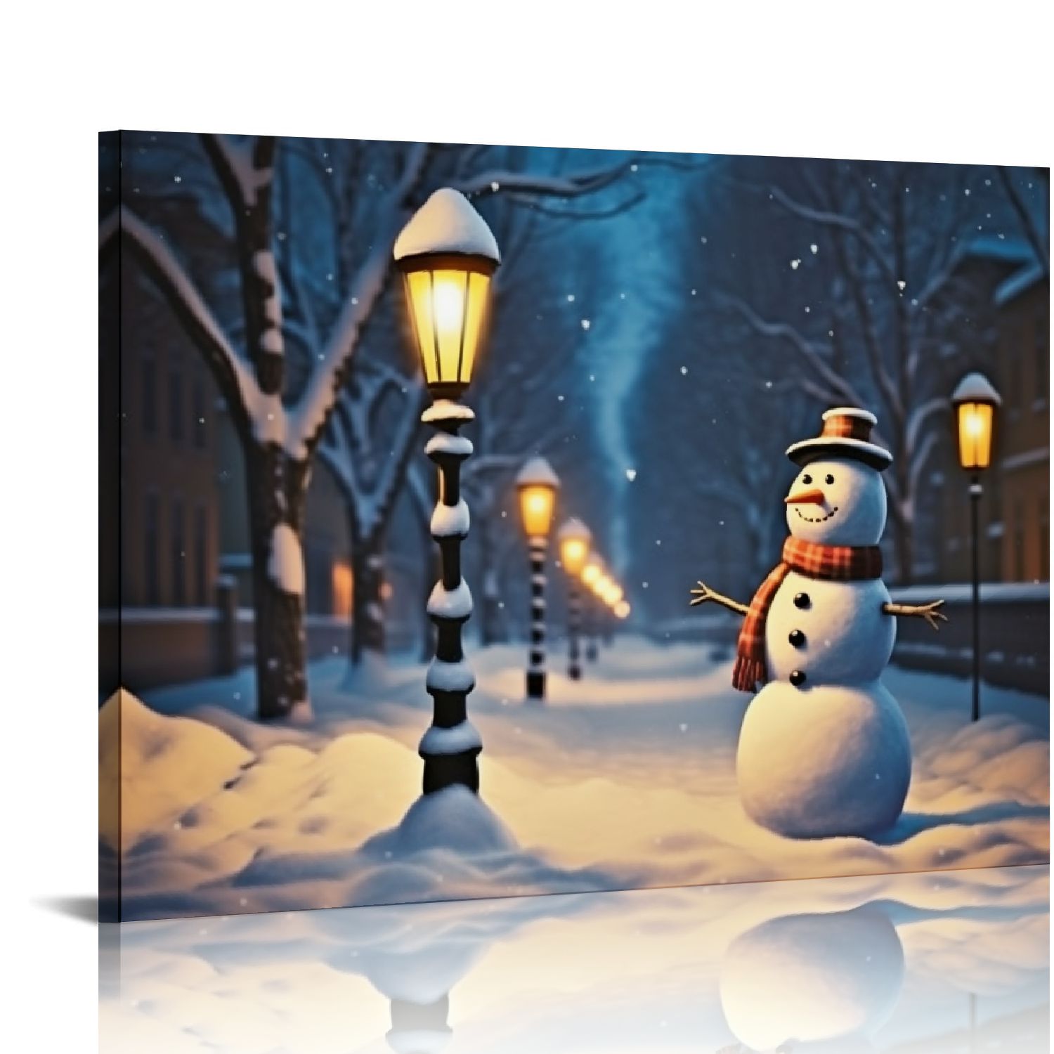 Fenyluxe Snowman Lamp Post Winter Art Modern Canvas Prints Wall Decor ...