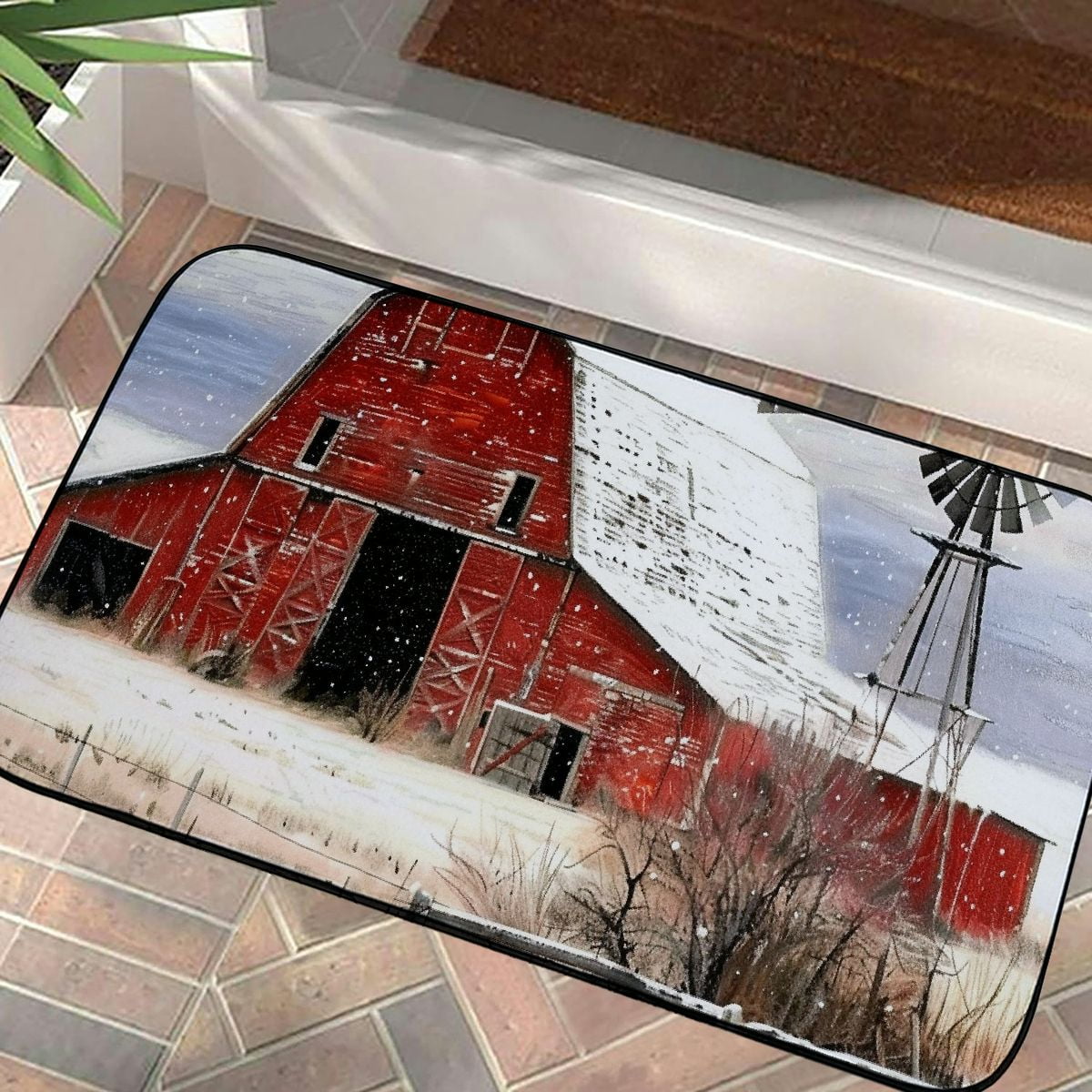 Fenyluxe Snowy Field Door Mat Outdoor Indoor Welcome Mats Doormat ...