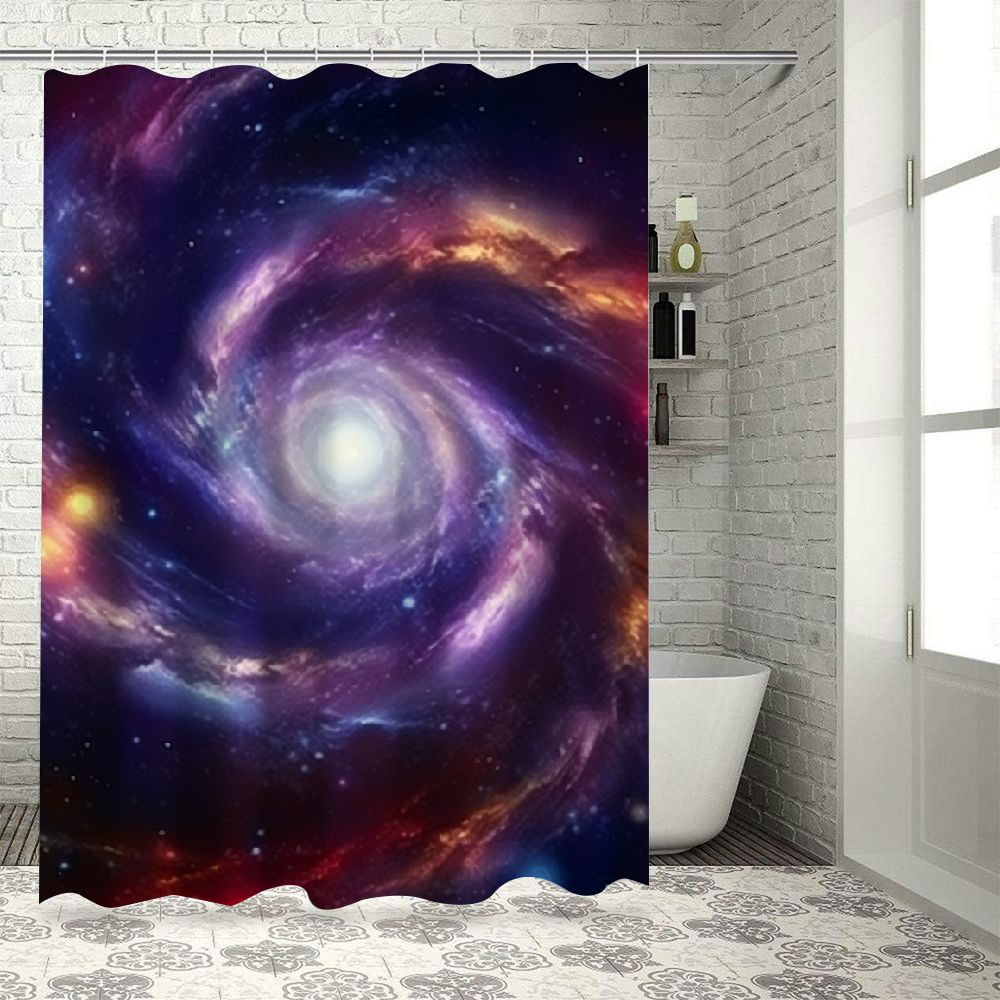 Fenyluxe Spiral Galaxy Stars Planets Pretty Bathroom Shower Curtain Set ...