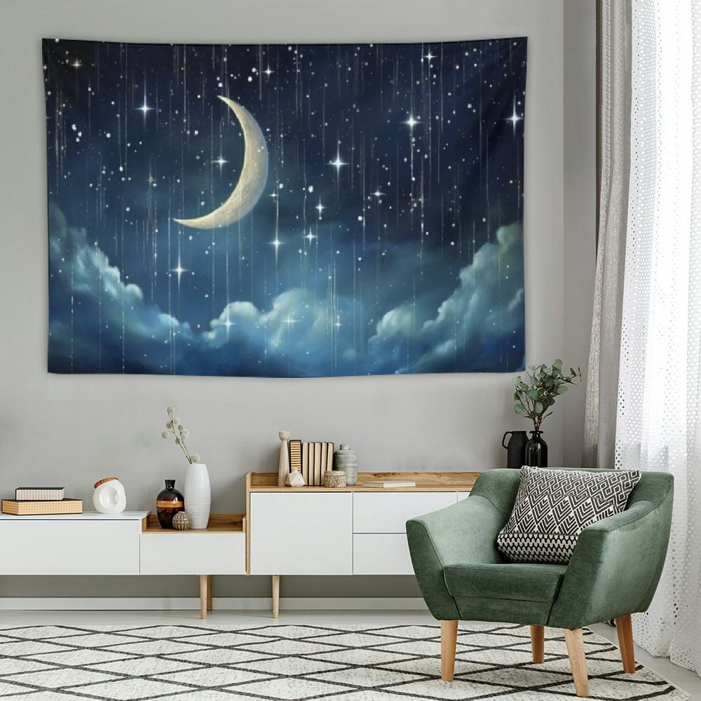 Fenyluxe Starry Night Sky Tapestry Wall Hanging, Twinkling Stars and ...