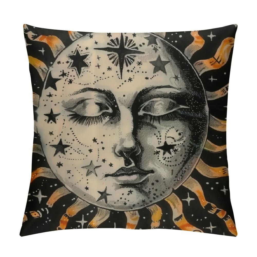 Fenyluxe Sun and Moon Pillow Covers Zodiac Sign Astrology Throw Pillow Covers, Starry Sky ...