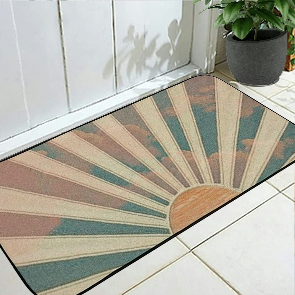 Fenyluxe Sunburst Sky Art Deco Low-Profile Floor Mats, Non-Slip Front ...