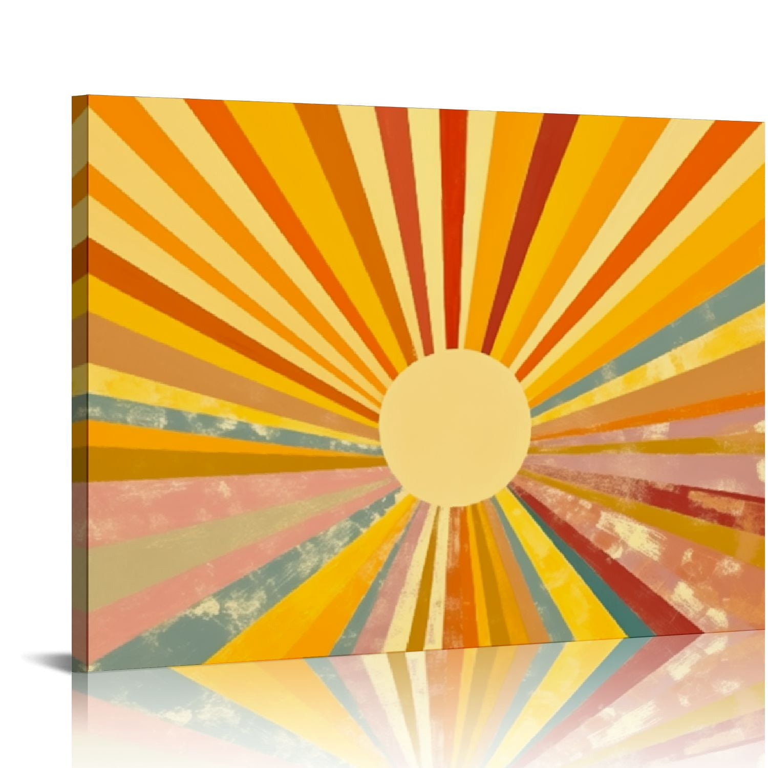 Fenyluxe Sunburst Yellow Rayonism Wall Art Ready To Hang Home Decor ...