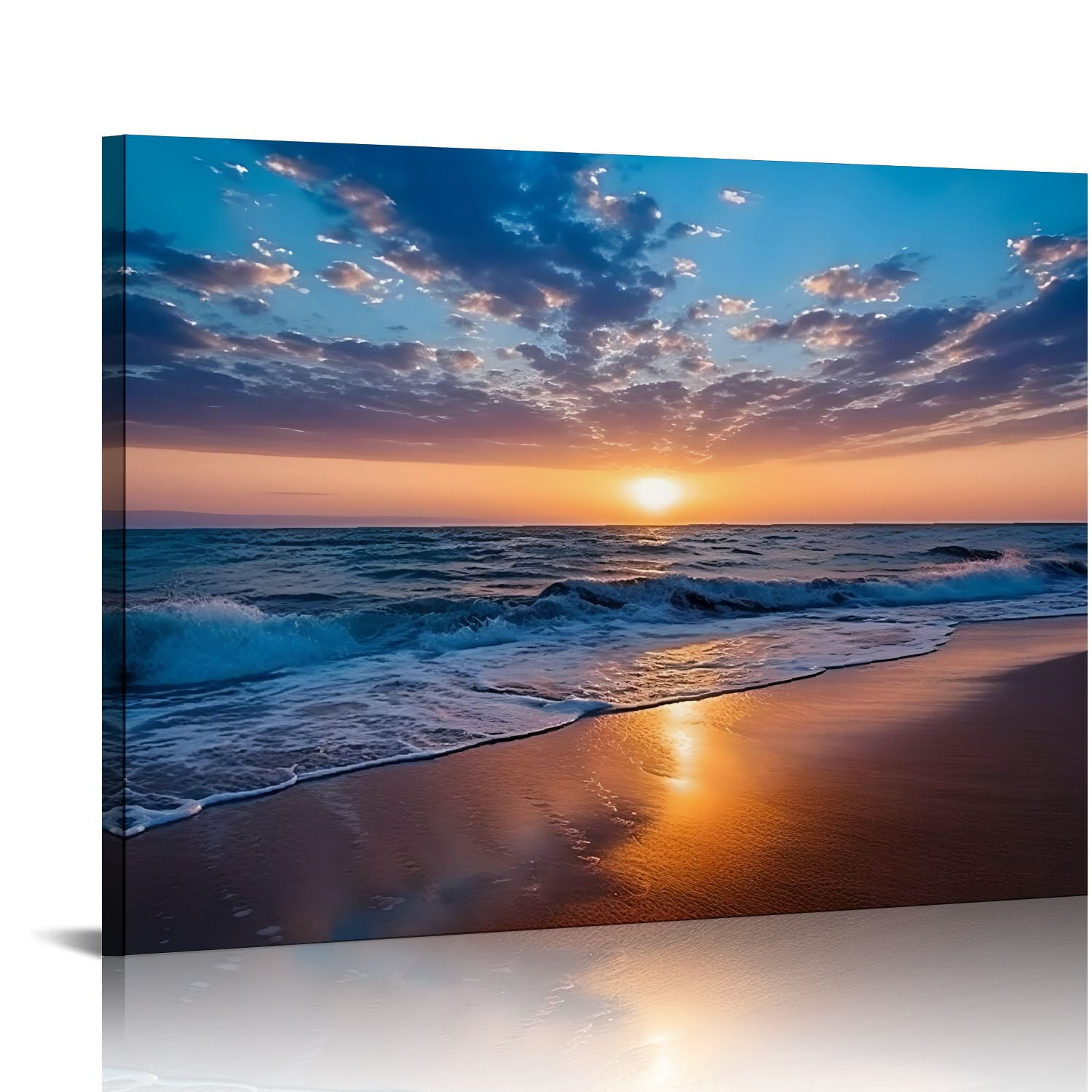 Fenyluxe Sunrise Sea Blue Ocean Canvas Print for Wall Decor Ready to ...