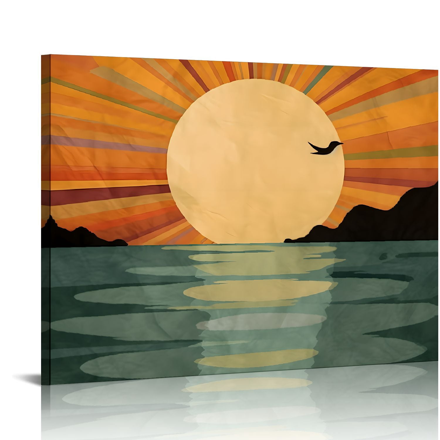 Fenyluxe Sunset Bird Sun Canvas Wall Art Print Home Decor Living Room ...
