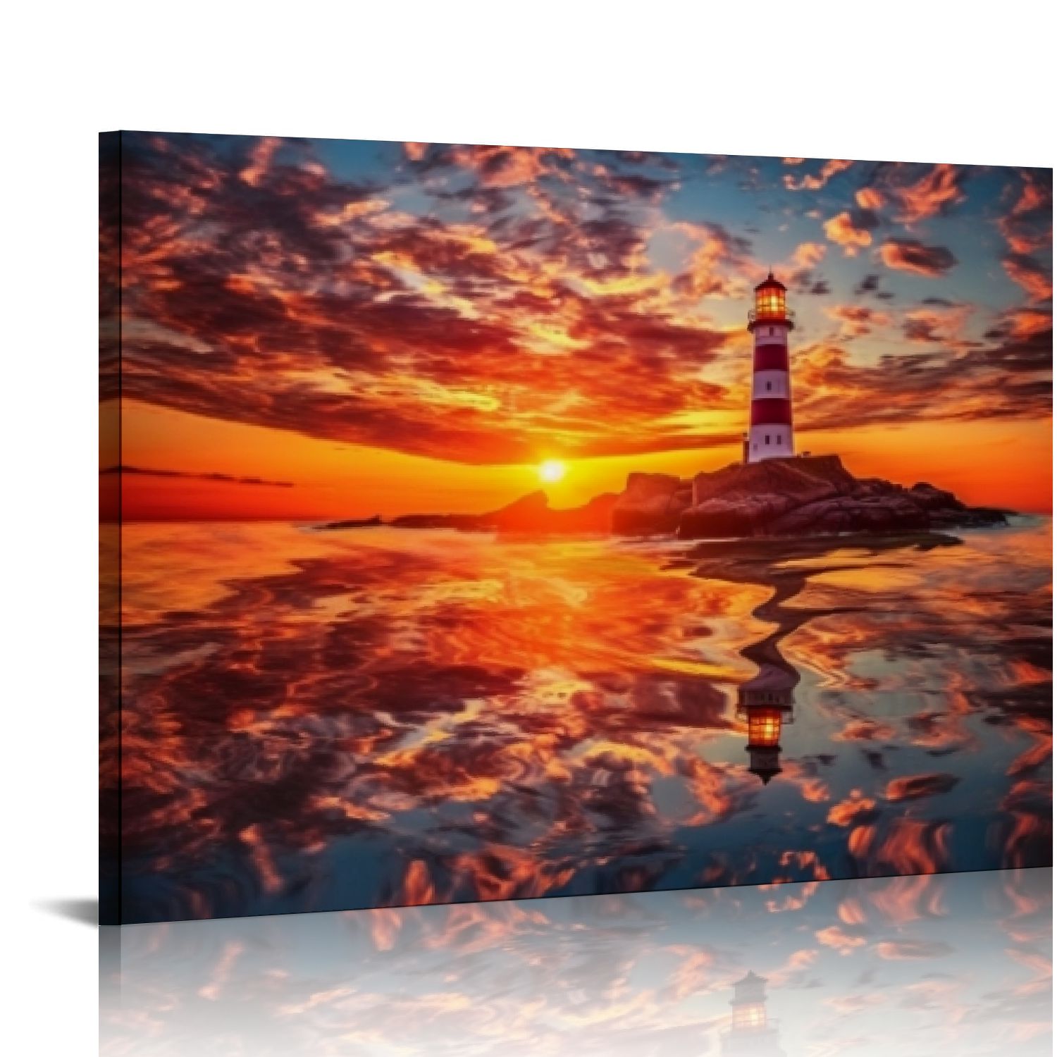 Fenyluxe Sunset Lighthouse Water Theme Canvas Prints Ready to Hang Art ...