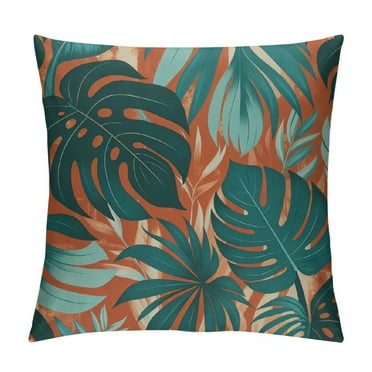 Acheng Summer Tropical Leaves Pillow Covers Set of 2, Monstera Palm ...