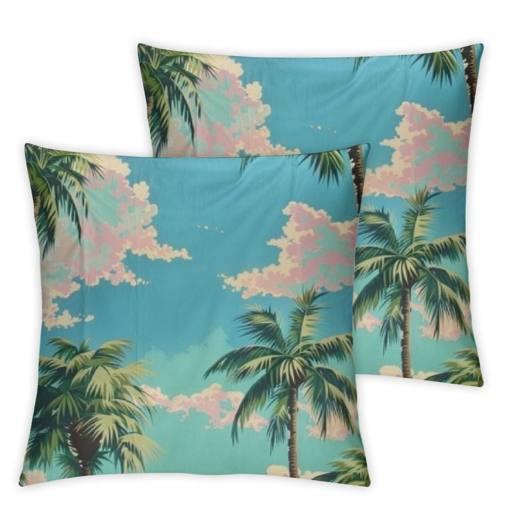 Fenyluxe The Art of Palm Trees Green hrow Pillow Covers 2pcs Throw ...