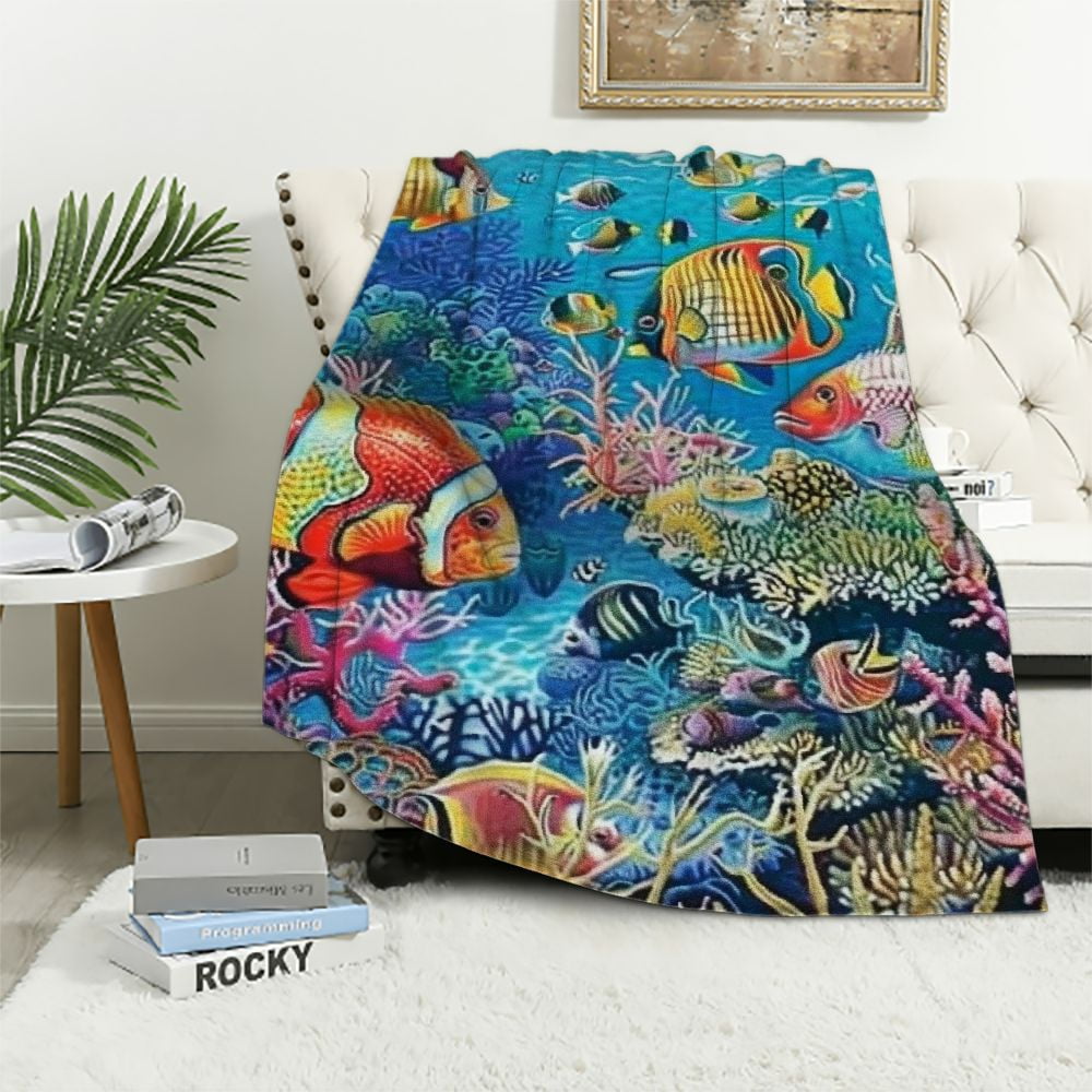 Fenyluxe Throw Blankets for Sofa Couch Fluffy Cozy Flannel Travel ...
