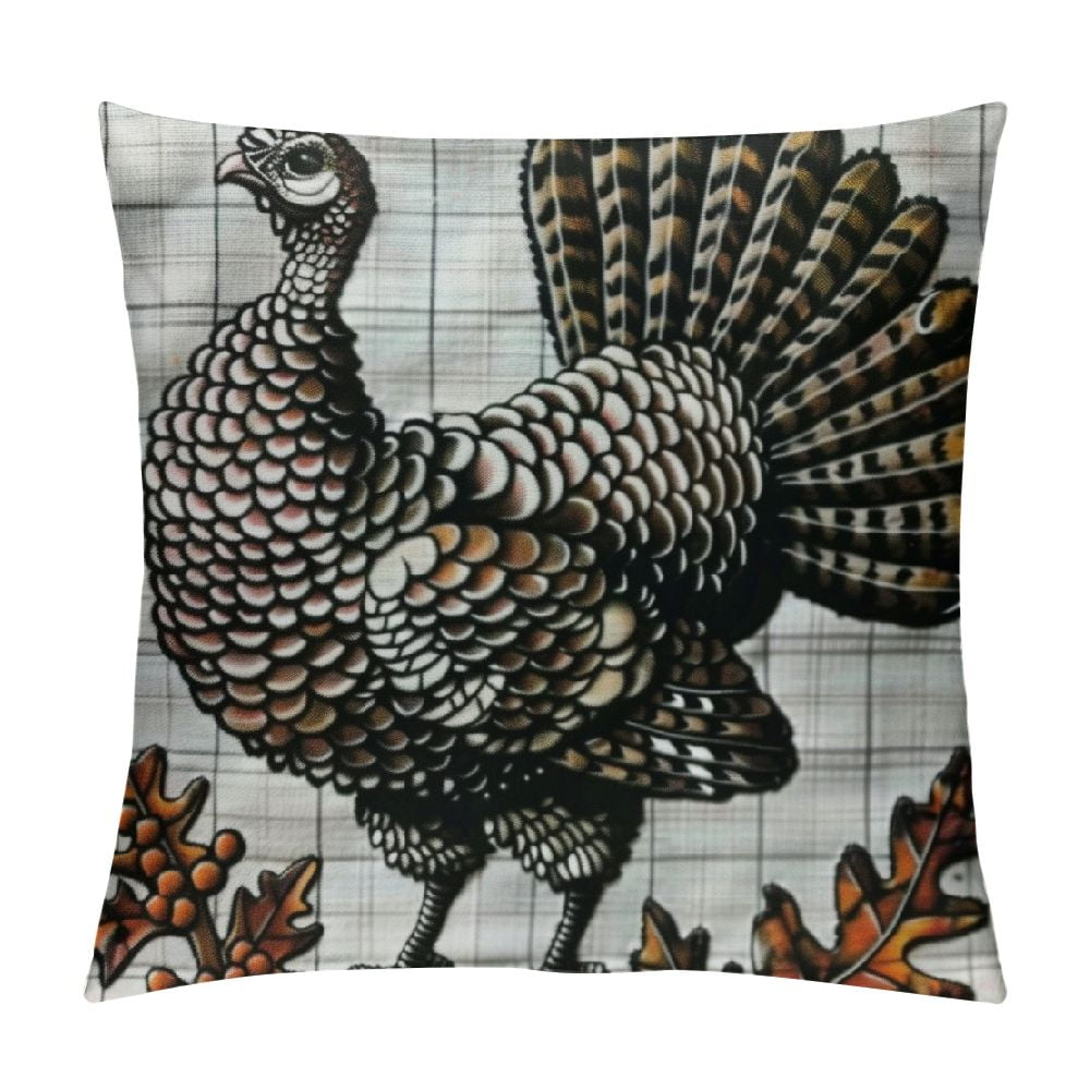 Fenyluxe Throw Pillow Cover ，Eastern Wild Turkey Square Throw Pillow ...