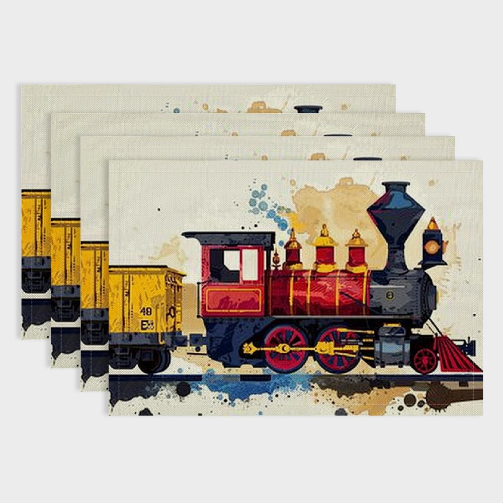 Fenyluxe Train Theme 4pcs Linen Train Table Decor Indoor Outdoor ...