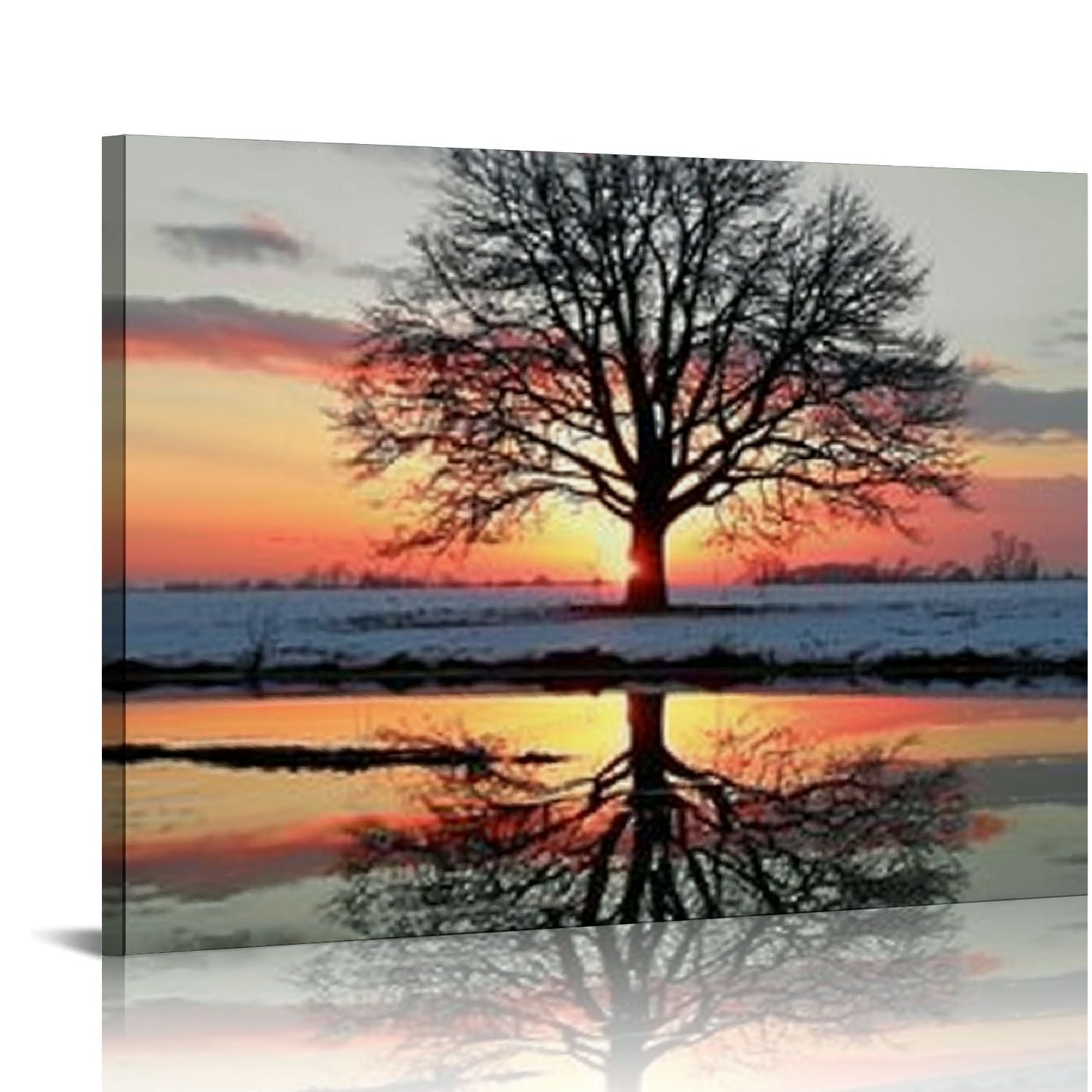 Fenyluxe Tree Sunset Reflection Canvas Print On Canvas Wall Art Decor ...