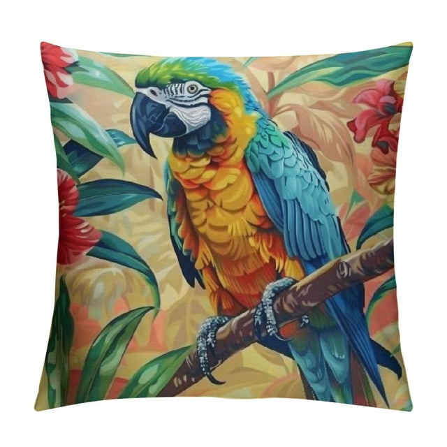 Fenyluxe Tropical Flowers and Birds Parrot Plant Decorative Throw ...
