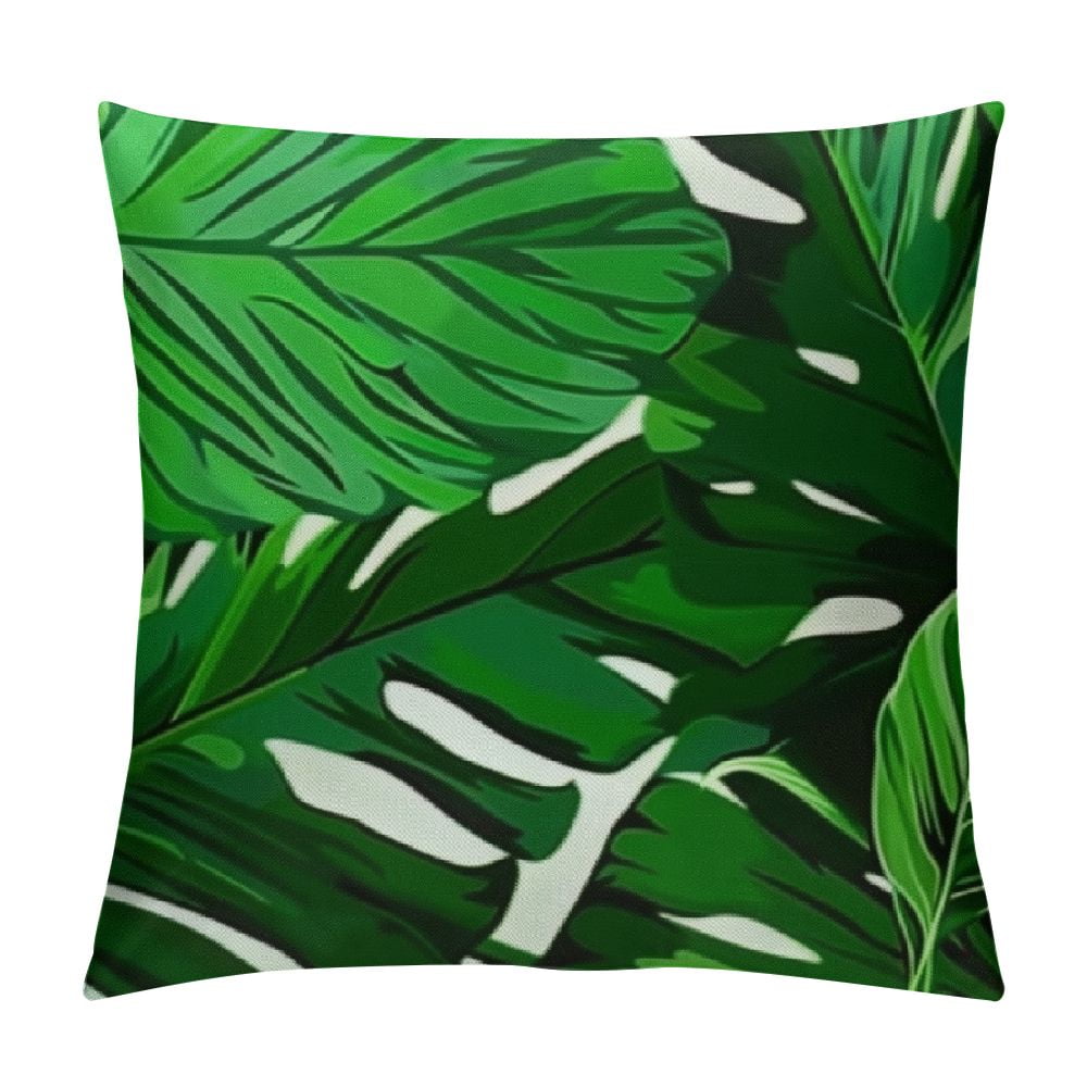 Fenyluxe Tropical Leaves Pillow Covers Monstera Palm Leaf Plant Print ...