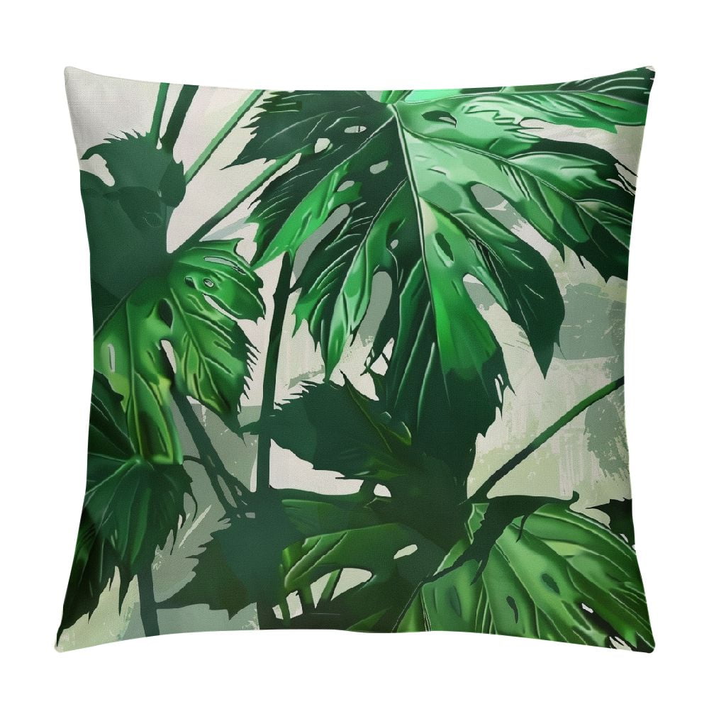 Fenyluxe Tropical Leaves Pillow Covers Monstera Palm Leaf Plant Print ...