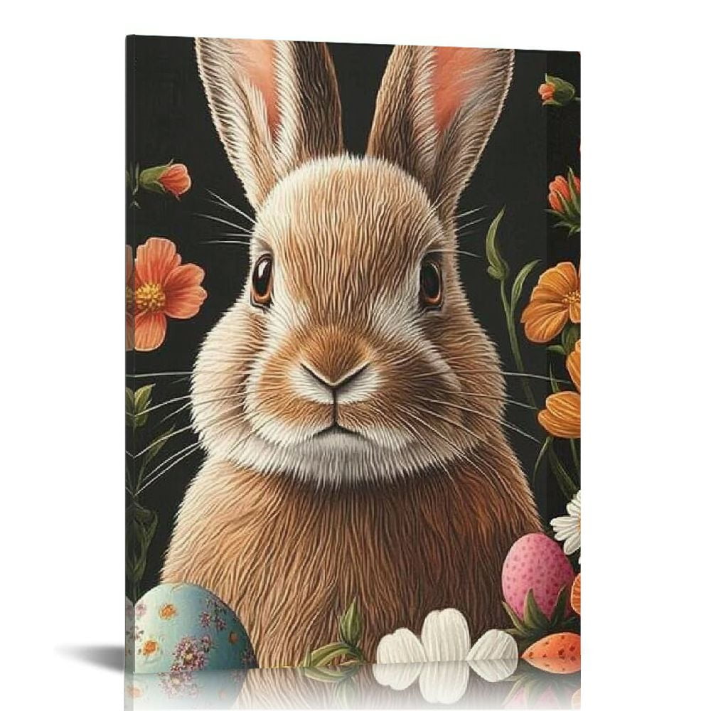 Fenyluxe Vintage Easter Mural Easter Bunny Oil Painting Spring ...