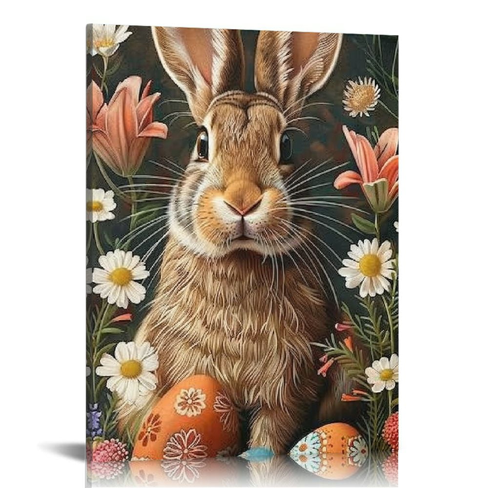 Fenyluxe Vintage Easter Mural Easter Bunny Oil Painting Spring ...