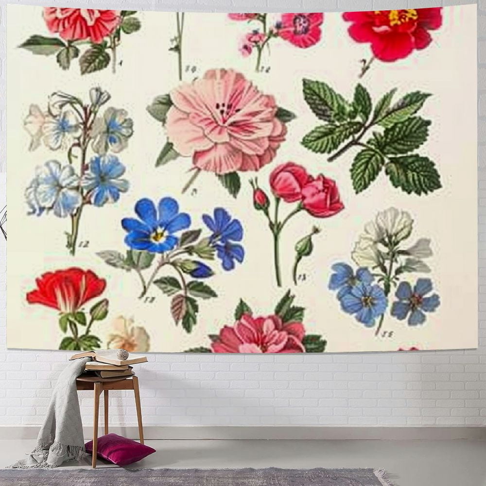 Fenyluxe Vintage Floral Vertical Tapestry Wall Hanging Wall Art Fabric ...