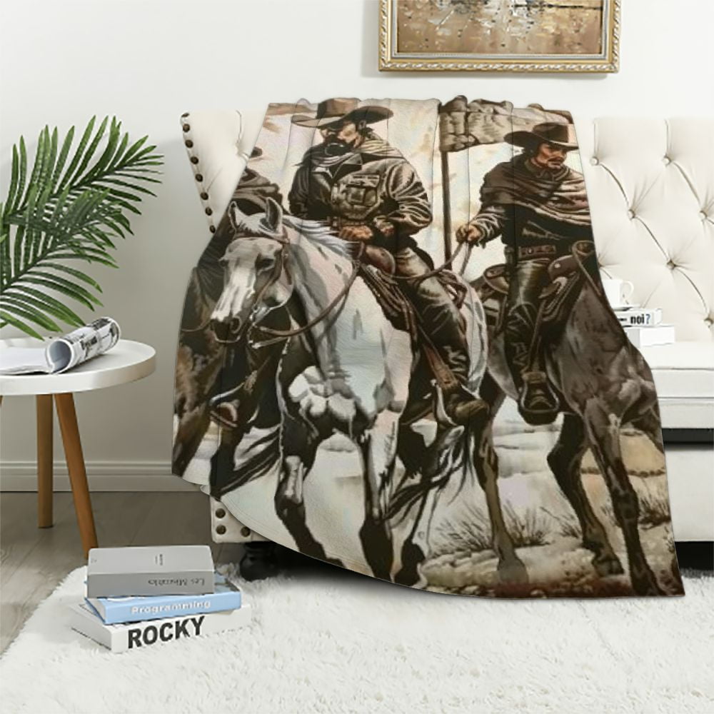 Fenyluxe Vintage Western Cowboy Throw Blanket, Rustic American Wild ...