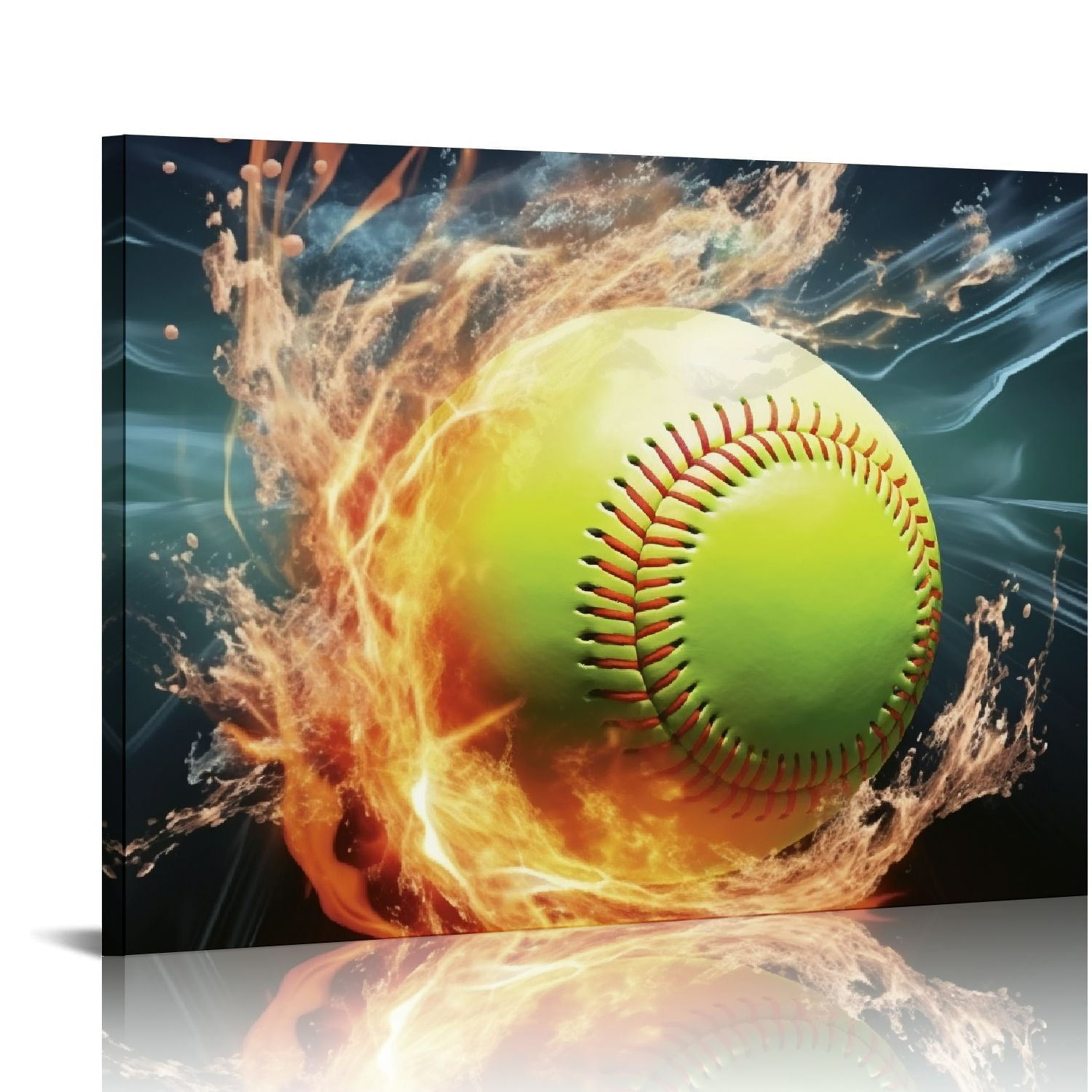 Fenyluxe Wall Art Canvas Print Decor - Lightning Bolt Flames Digital ...