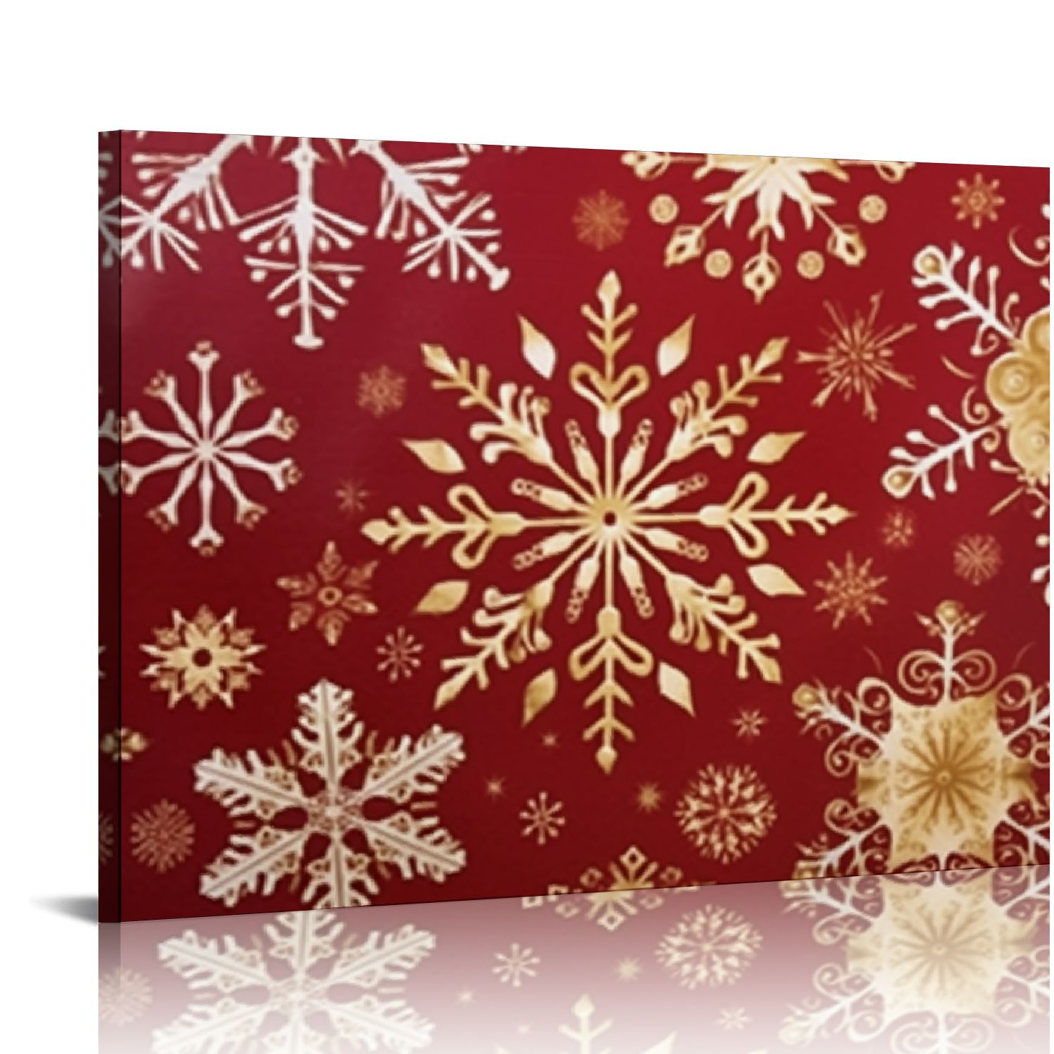 Fenyluxe Wall Art Snowflake Pattern Gold Swirls Folk Art Canvas for ...