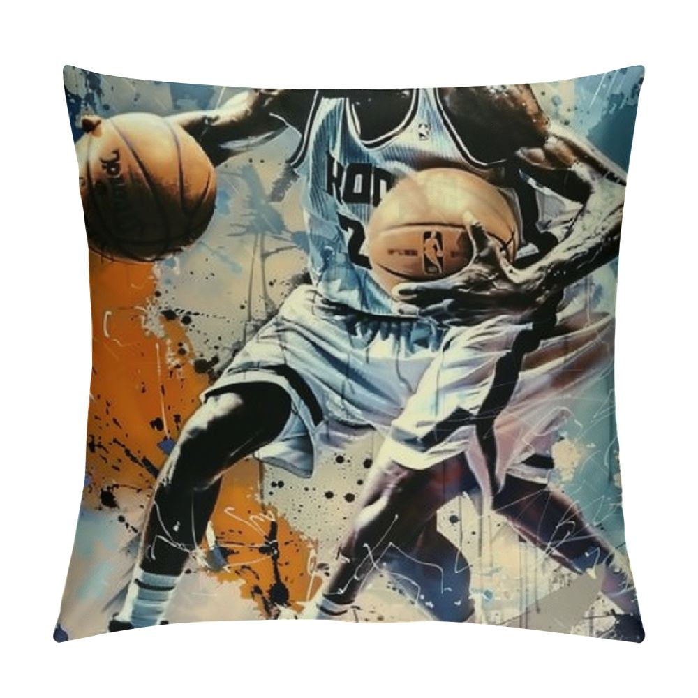 Fenyluxe Watercolor Abstract Basketball Pillow Cover,Athlete Sports ...