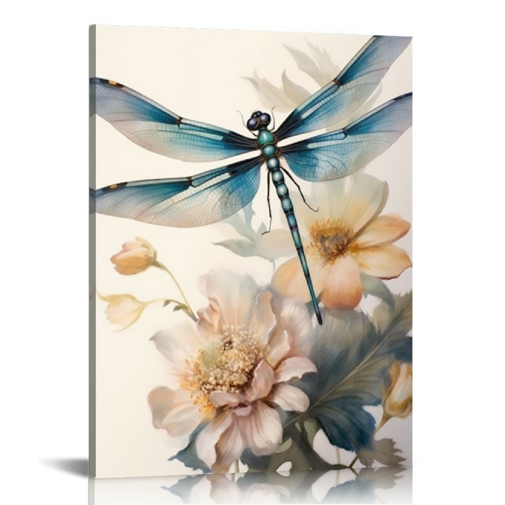 Fenyluxe Watercolor Dragonfly Canvas Wall Art Abstract Insect Art ...