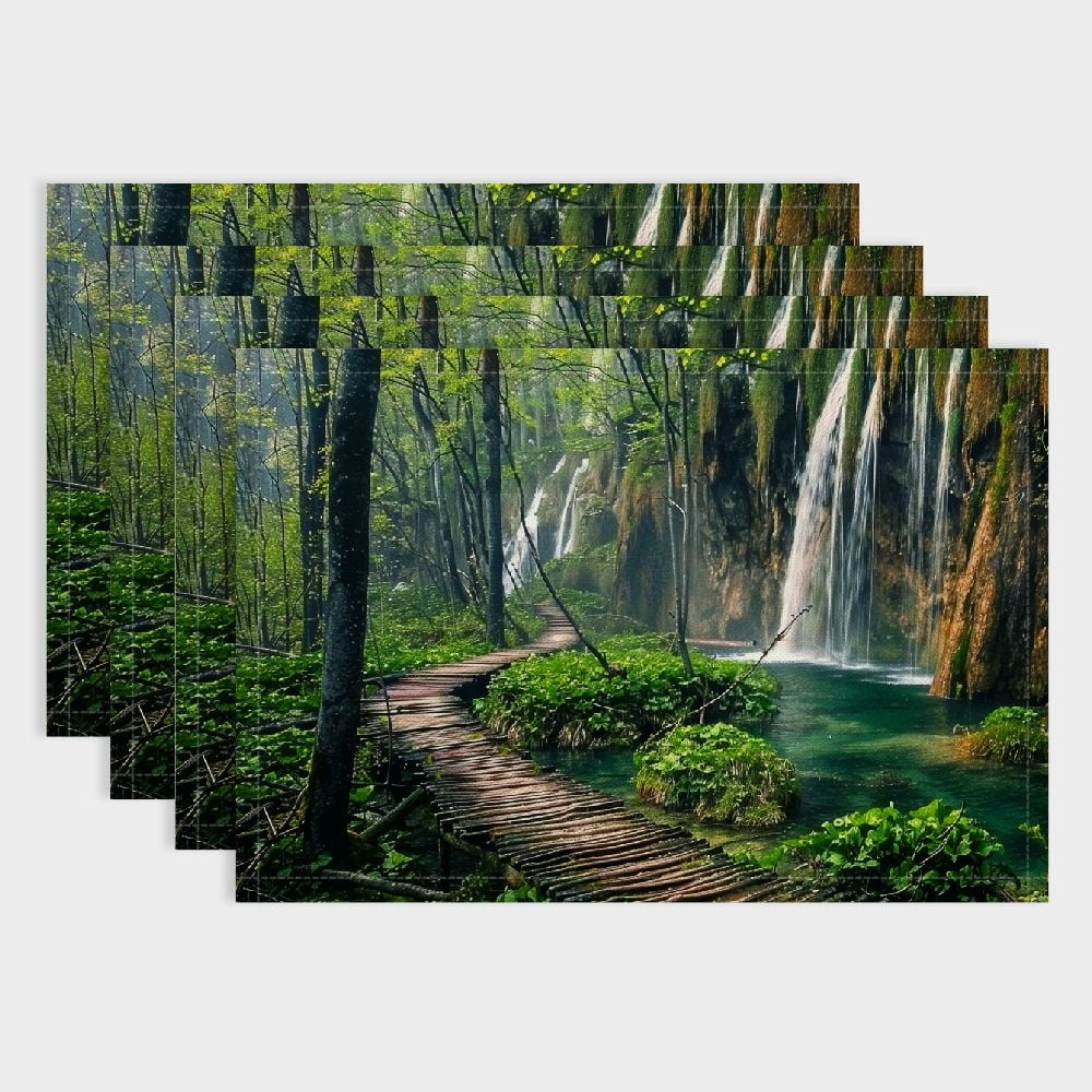 Fenyluxe Waterfall Dining Table Placemats Set of 4, Linen Table Decor ...