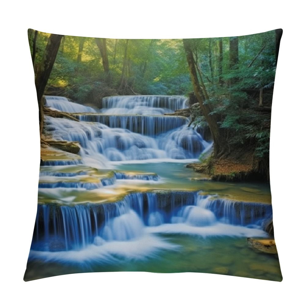 Fenyluxe Waterfall Forest Stream Fashion Style Dirt-Resistant Throw ...