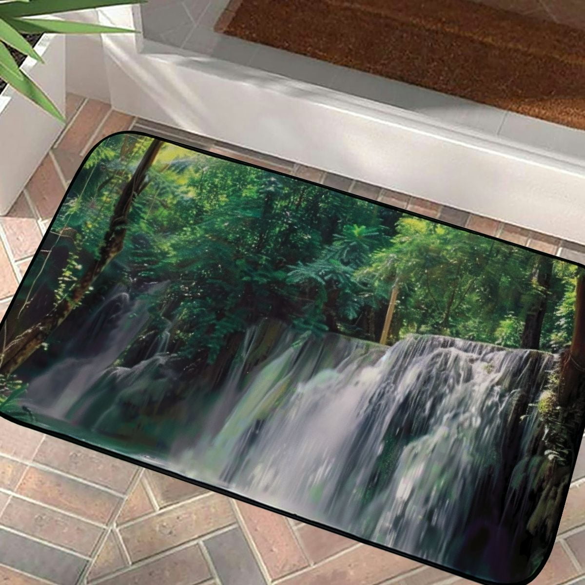 Fenyluxe Waterfall Forest Welcome Mat Floor Rug for Home Entrance ...