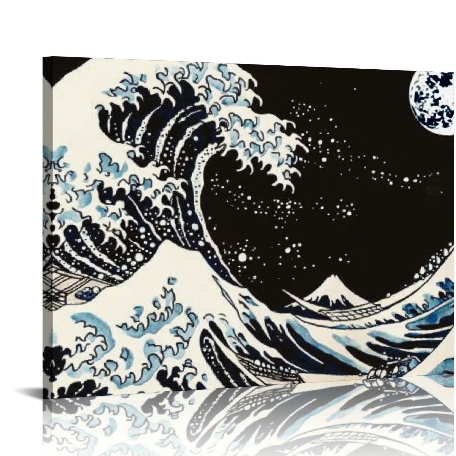 Fenyluxe Wave Full Moon Traditional Japanese Art Canvas Print Wall Art ...