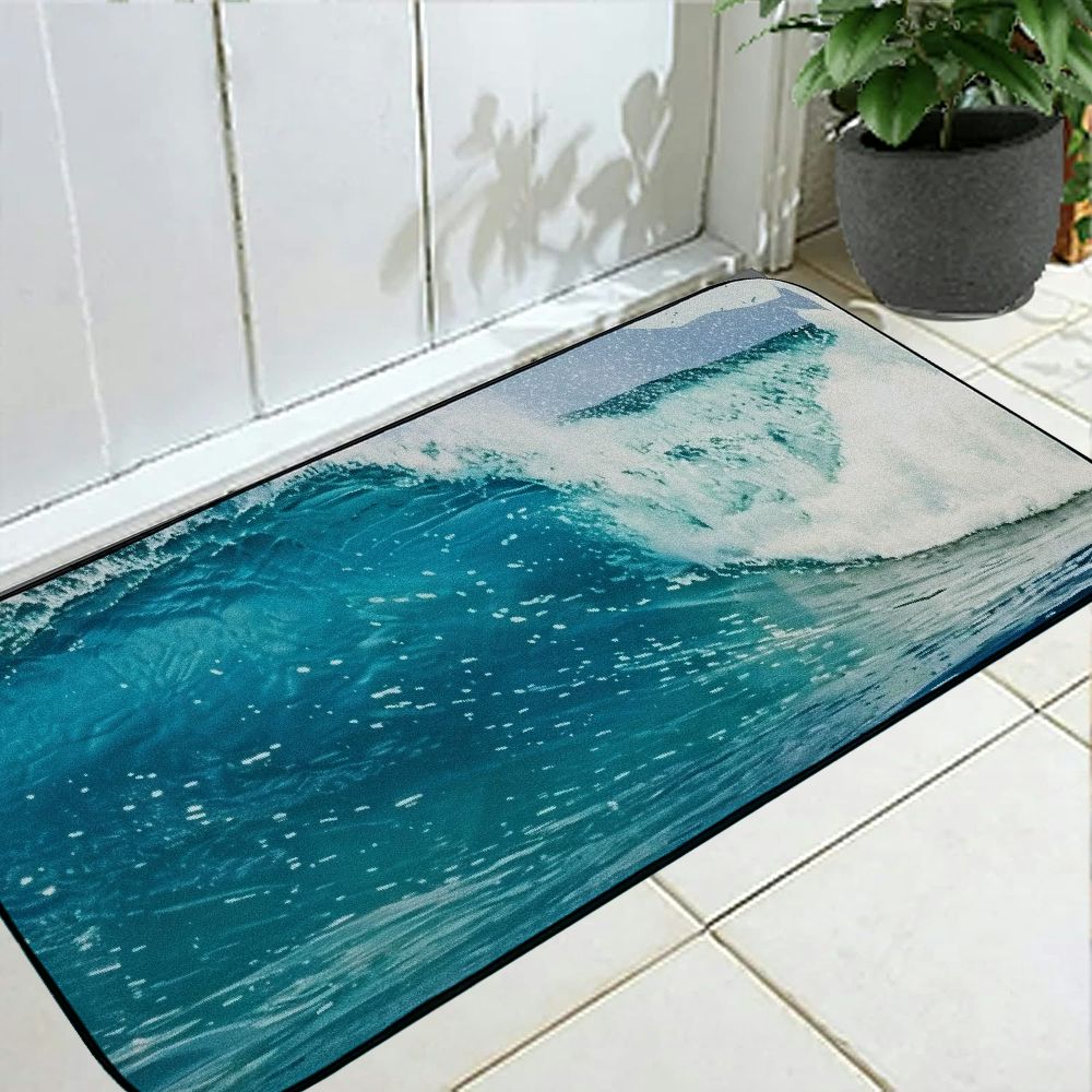 Fenyluxe Waves Surfing Low-Profile Floor Mats, Indoor Outdoor Square ...