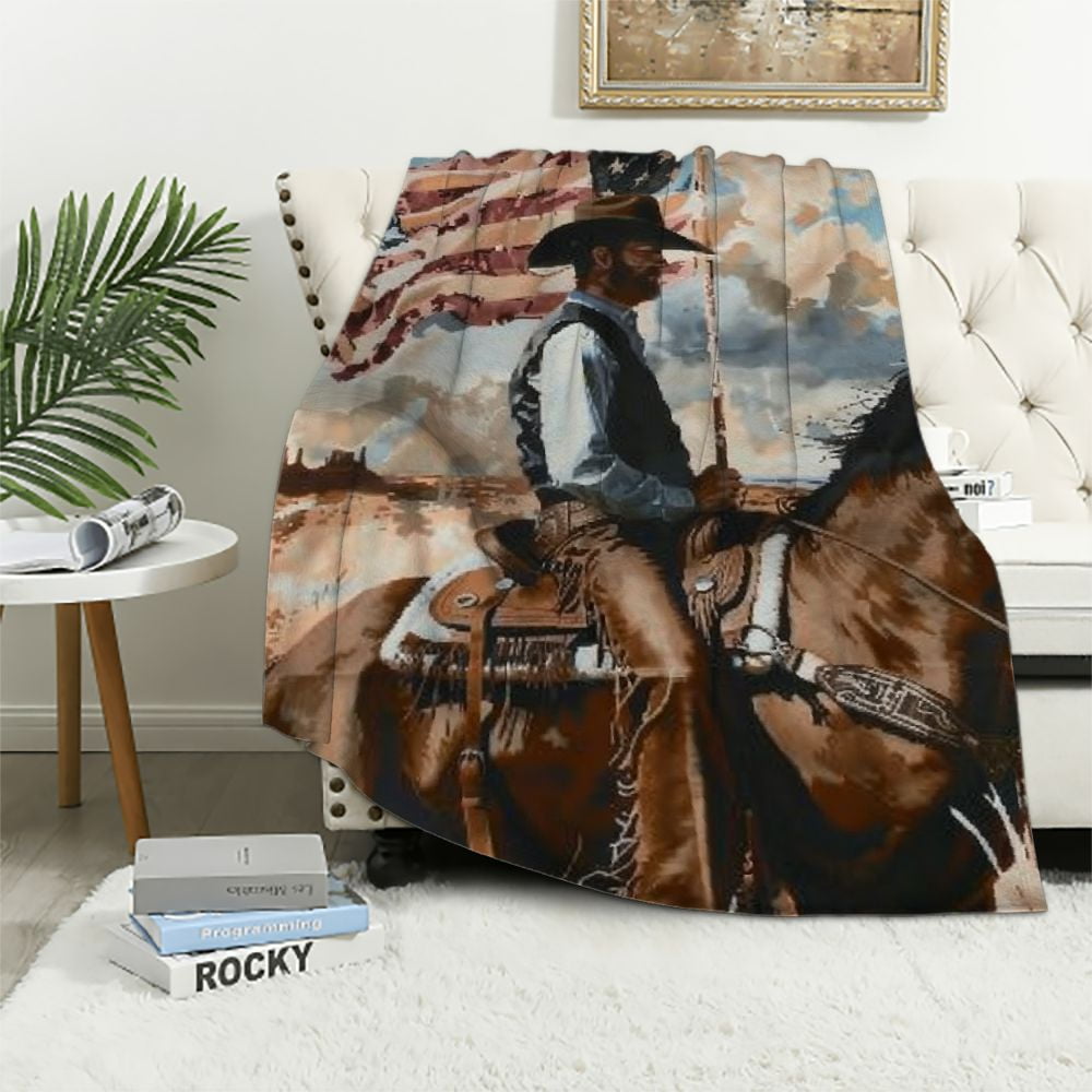 Fenyluxe Western Blanket Bull Skull Horse Arrow Print Fuzzy Blanket ...