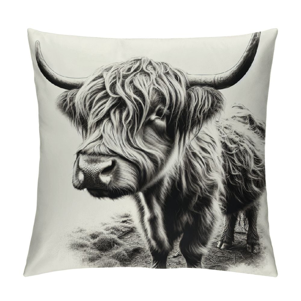 Fenyluxe Western Highland Cow Throw Pillow Cover, Cow Print Decorative ...