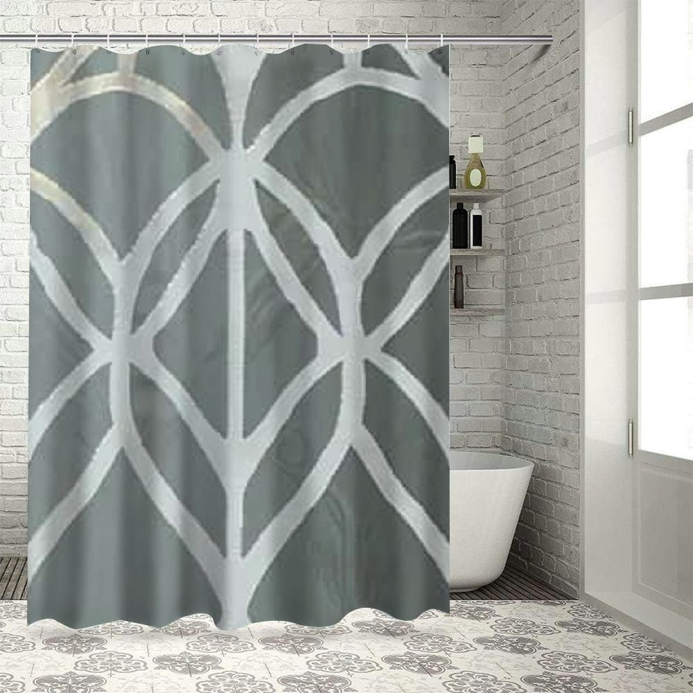 Fenyluxe White Shower Curtain for Bathroom, 3D Embossed Sage Green ...