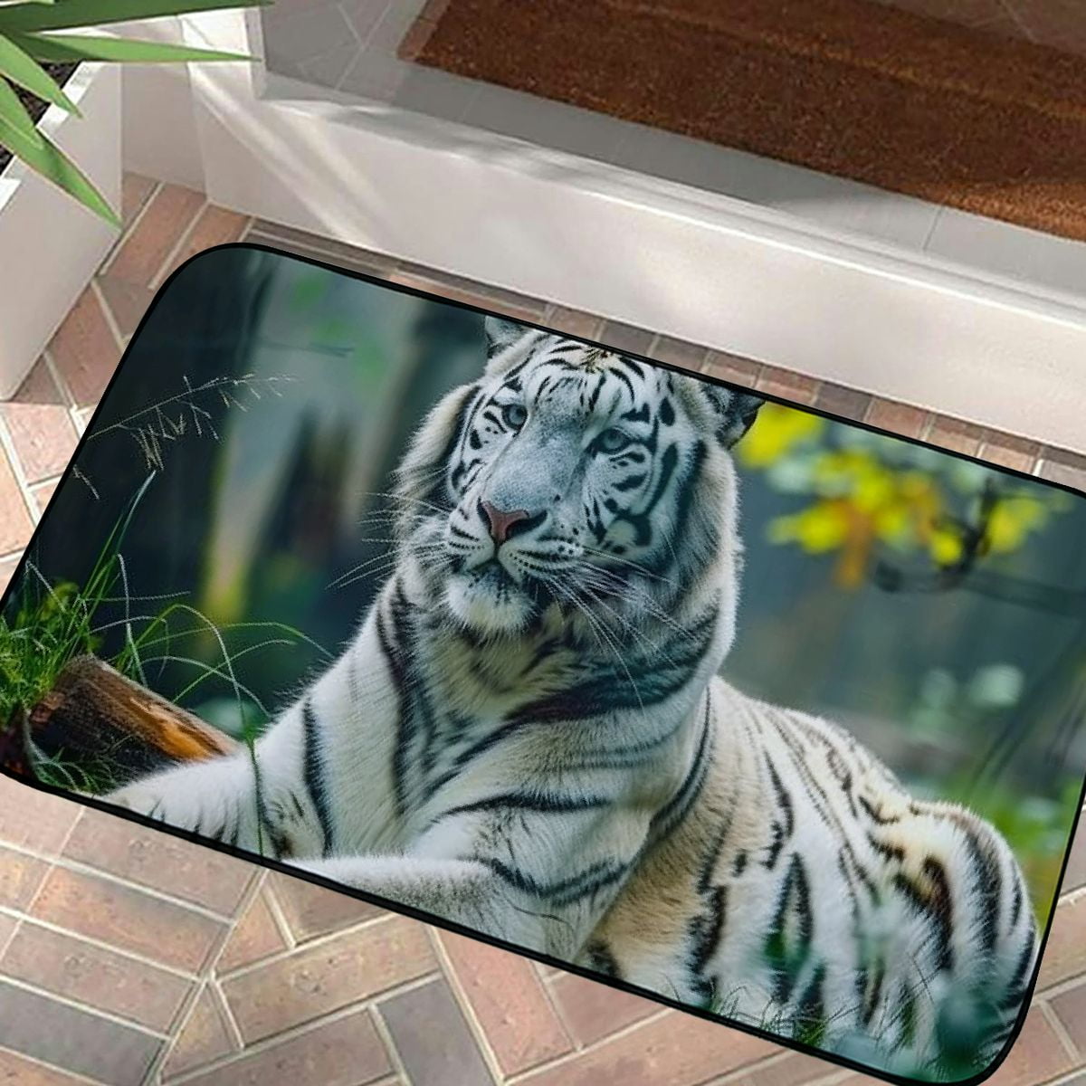 Fenyluxe White Tiger Outdoor Doormat for Entryway Indoor Front Door Mat ...