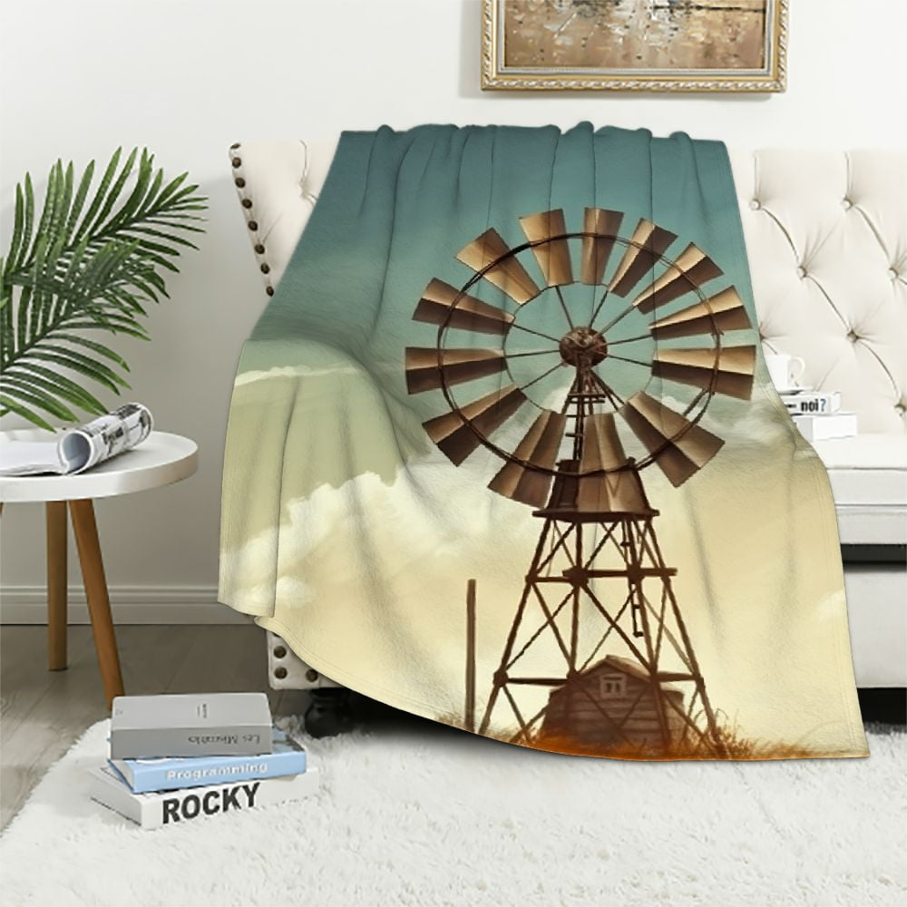 Fenyluxe Windmill Cloud Regionalism Soft Cozy Printed Blanket & Throw ...