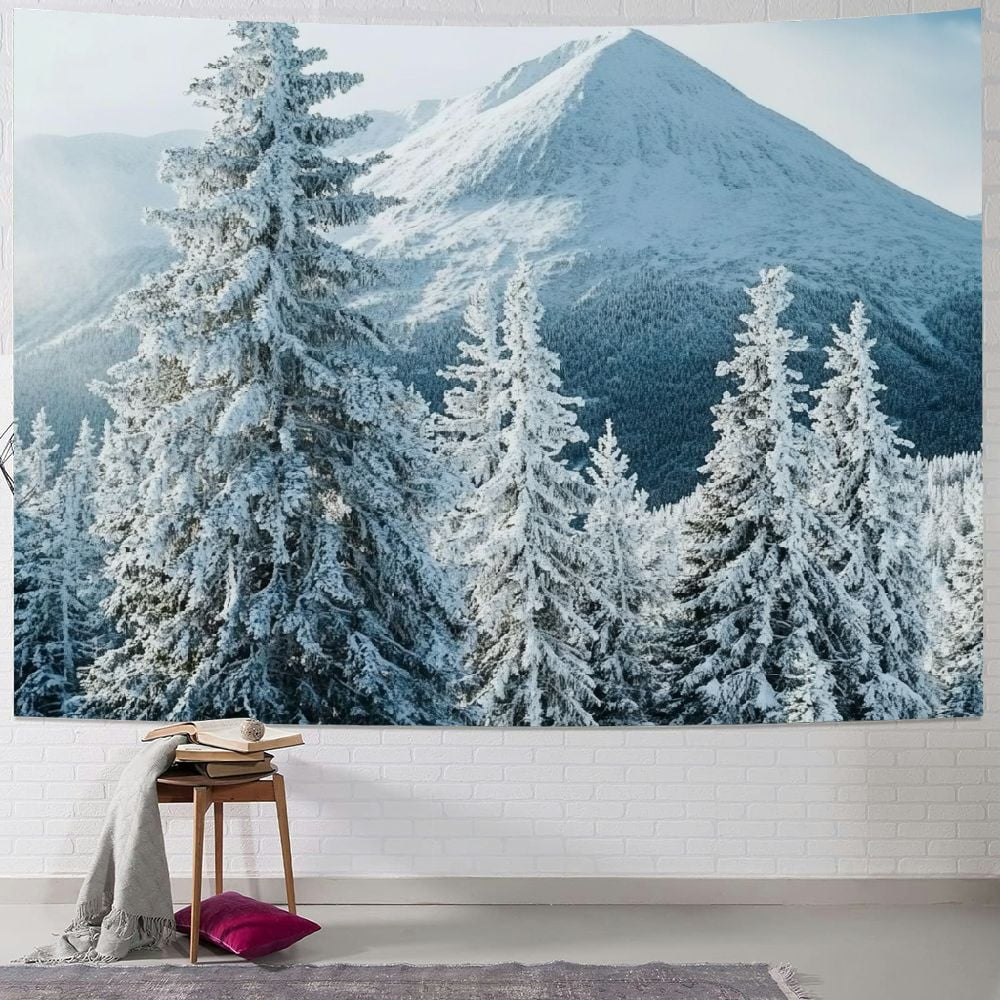 Fenyluxe Winter Tapestry Snow Pine Tree Forest and Mountain Nature ...
