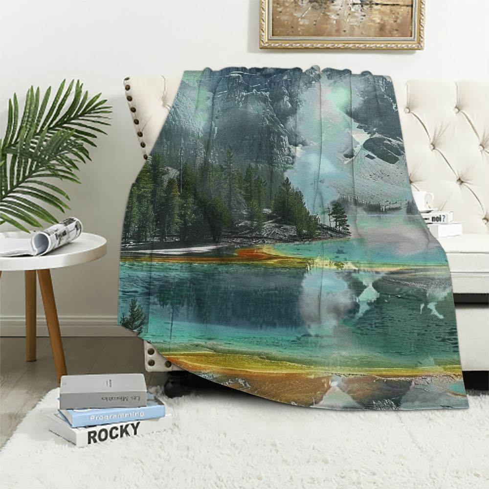 Fenyluxe Yellowstone Throw Blanket, Grand Prismatic Spring in Wyoming ...