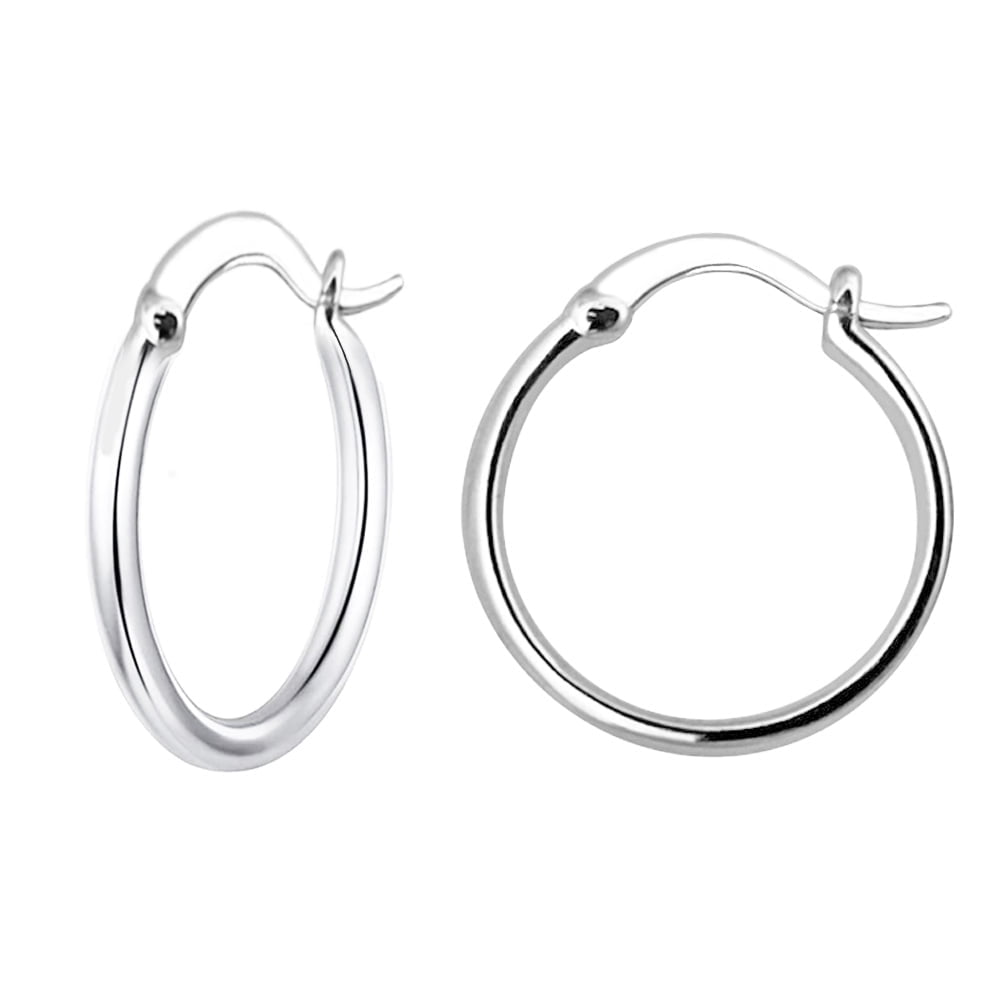 Fenzer 925 Sterling Silver Hoop Earrings, High Polished Round Tiny ...