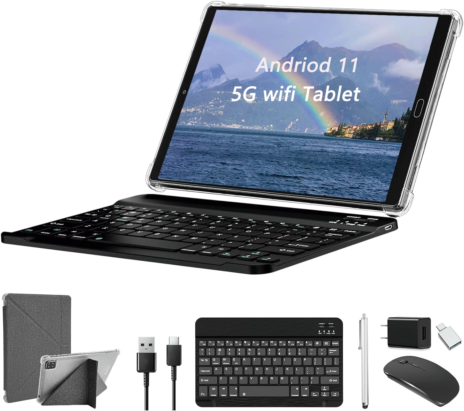 Feonal Tablet 10 inch Android 11 Tablet with Keyboard 4GB Ram 64GB Rom ...