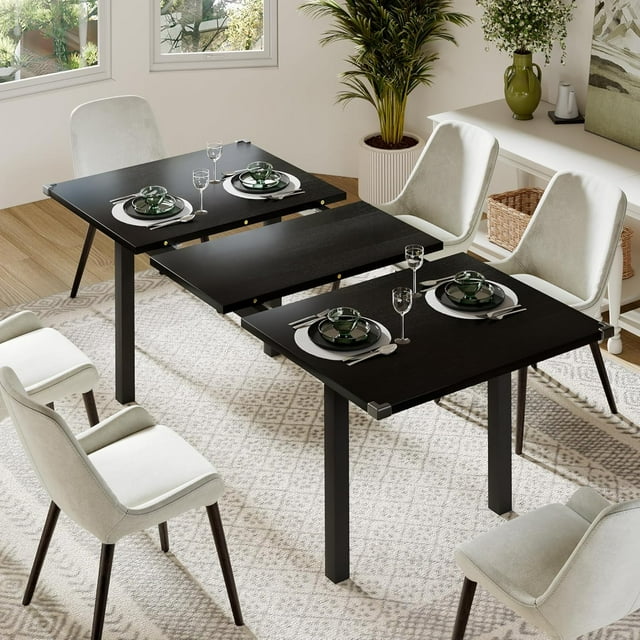 Feonase 63" Extendable Dining Table for 4-8, Square Wooden Dining Room ...