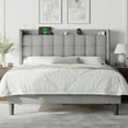 Feonase Queen Size Bed Frame with Charging Station，Upholstered Platform ...