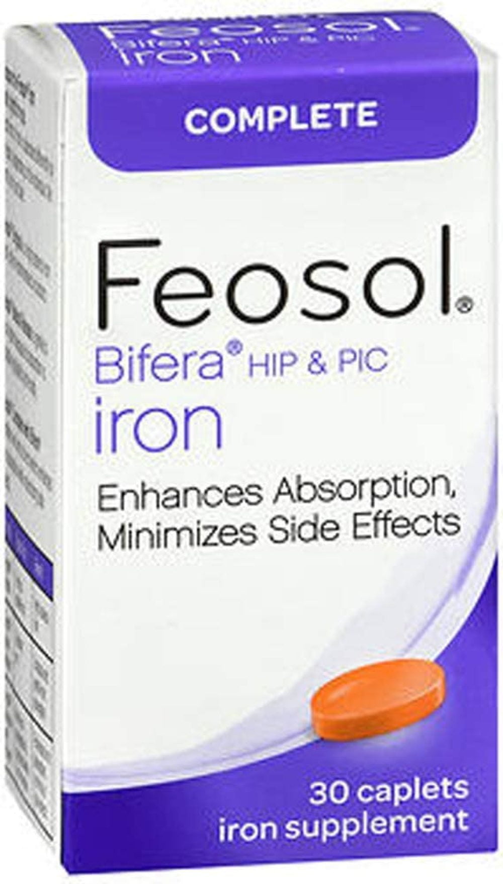 Feosol Bifera Hip & PIC Iron Supplement, Complete - 30 Caplets, Pack of ...