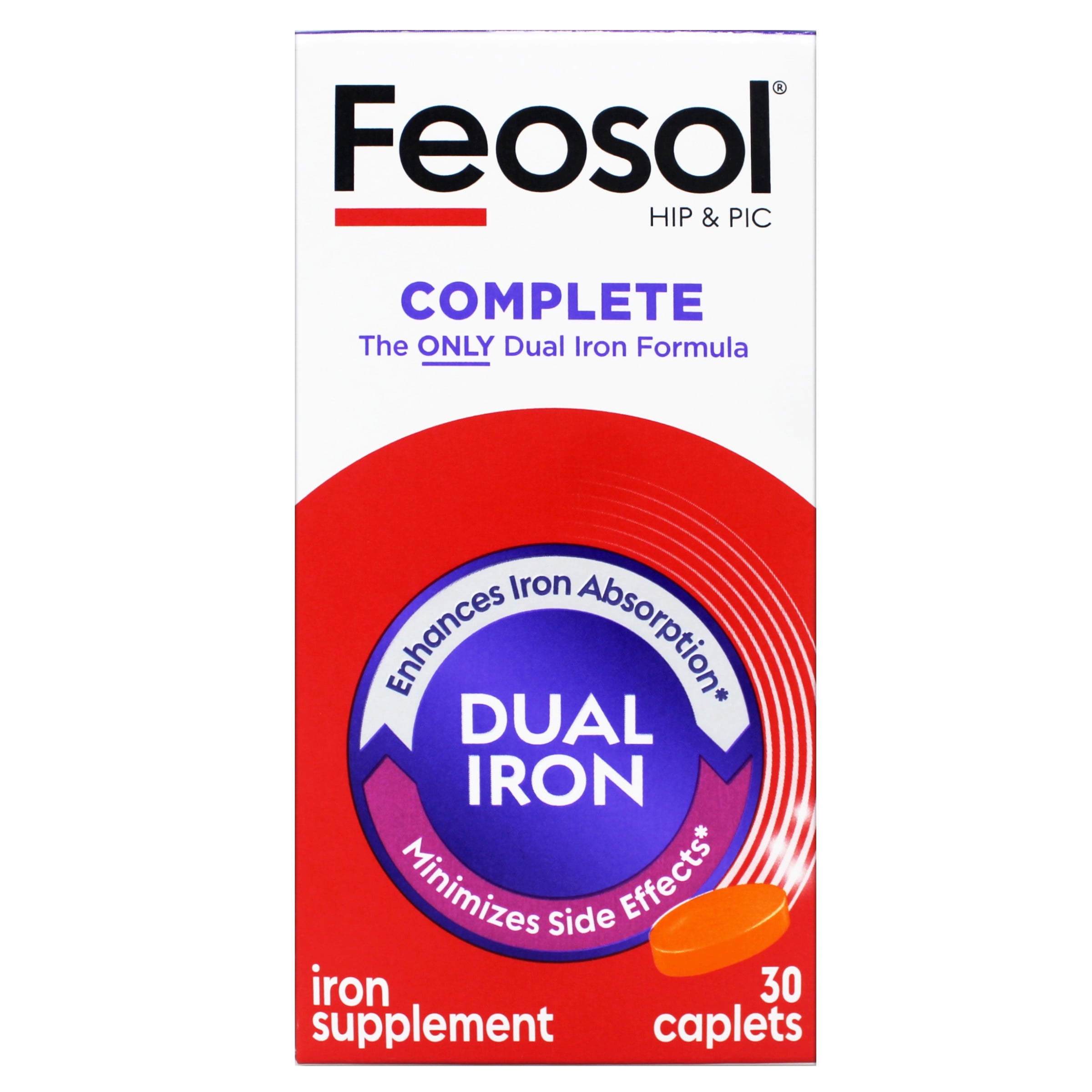 Feosol Complete Iron Supplement Caplets, for Energy and Immune System ...