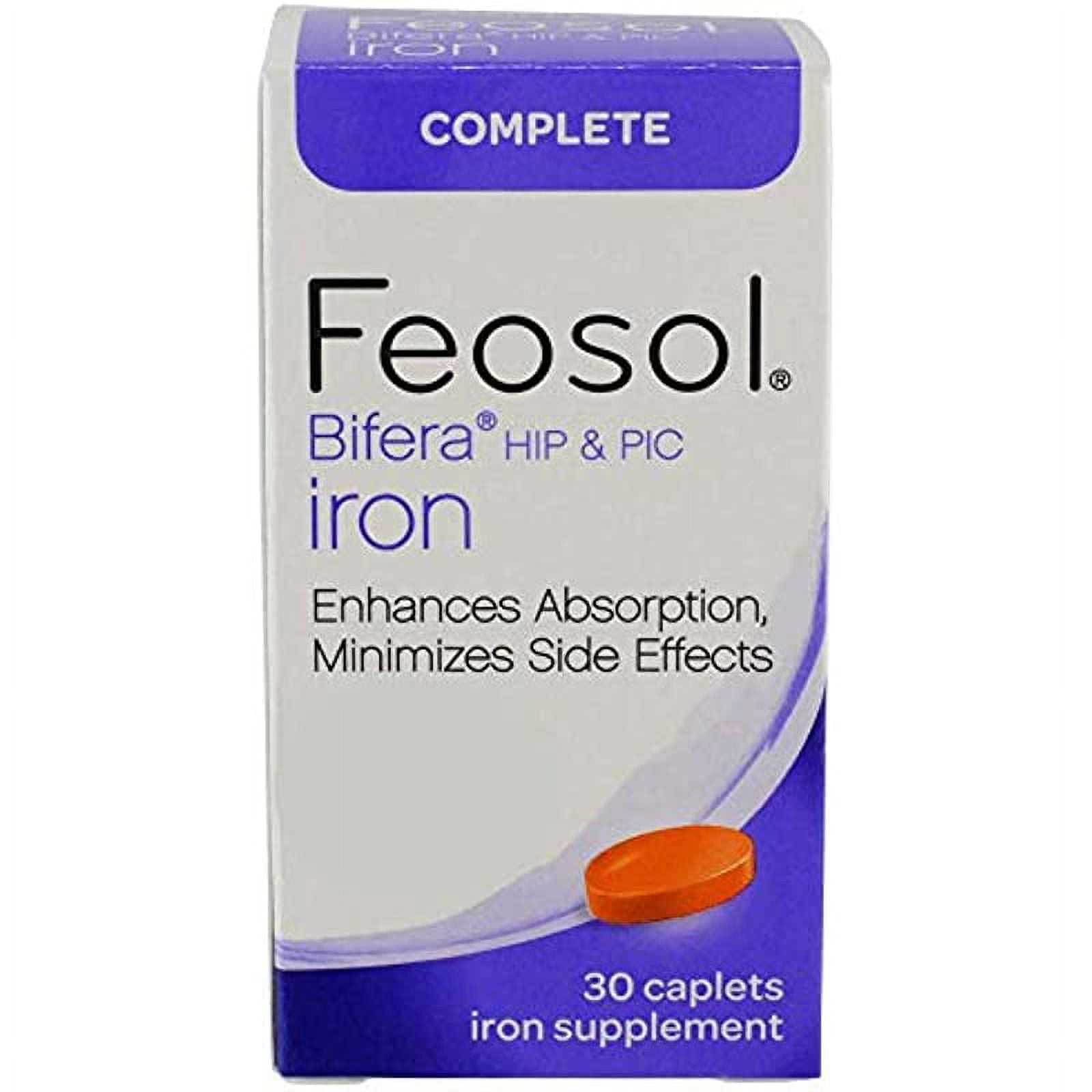 Feosol Complete Iron Supplement Tablets, Heme+Non-Heme, Extra Gentle on ...
