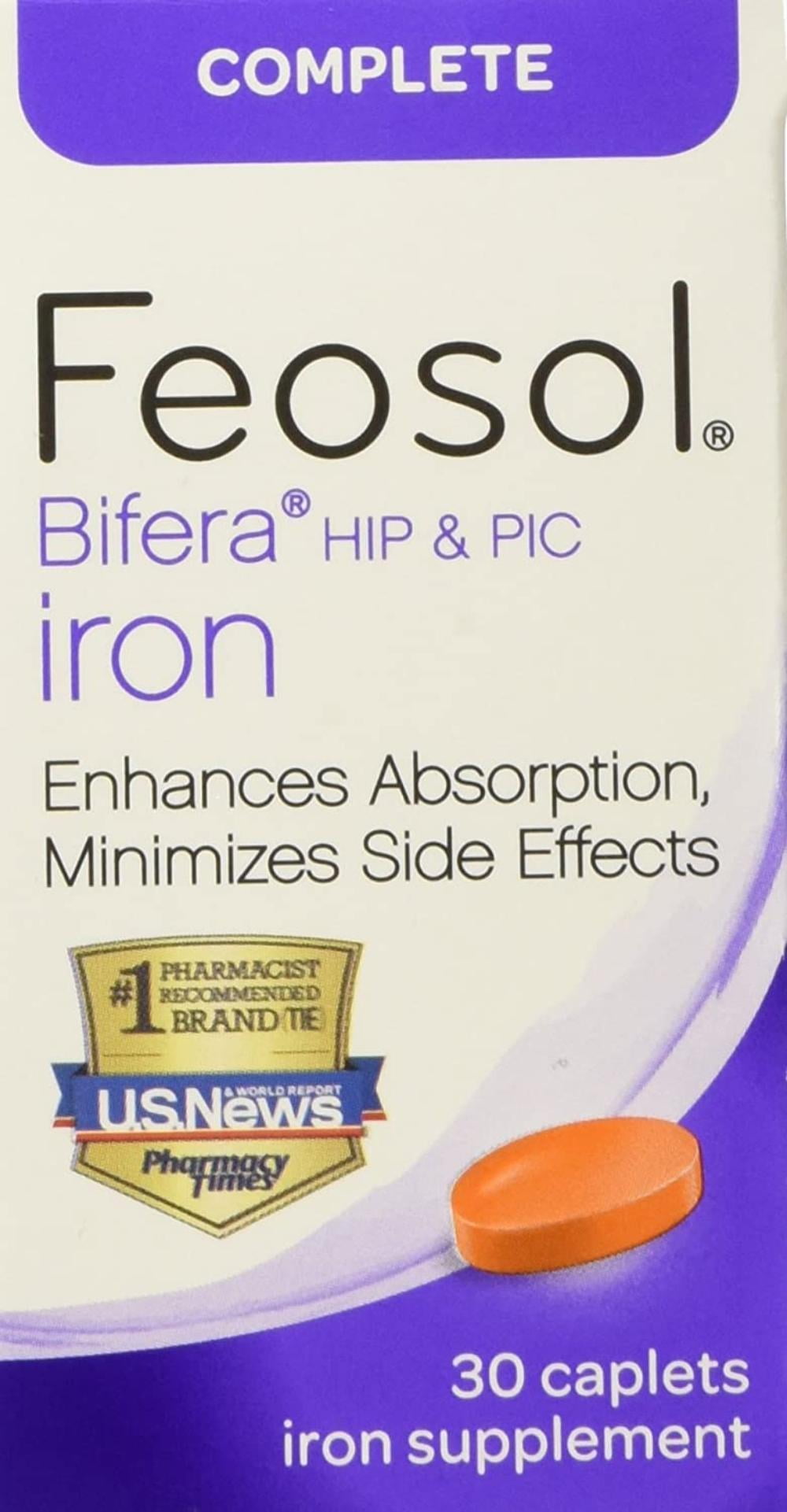 Feosol Complete with Bifera Iron 30 Caplets (3 Pack) By Visit the ...