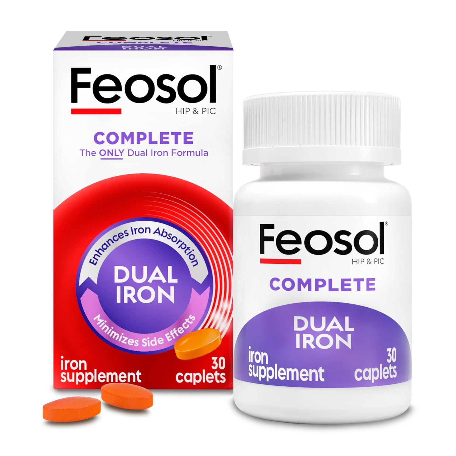 Feosol Gentle Iron Supplement - Complete with Bifera, 30 Caplets ...