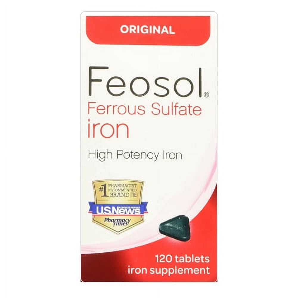 Feosol Ferrous Sulfate High Potency Iron Tablets, Original, 120 Ea, 2 ...