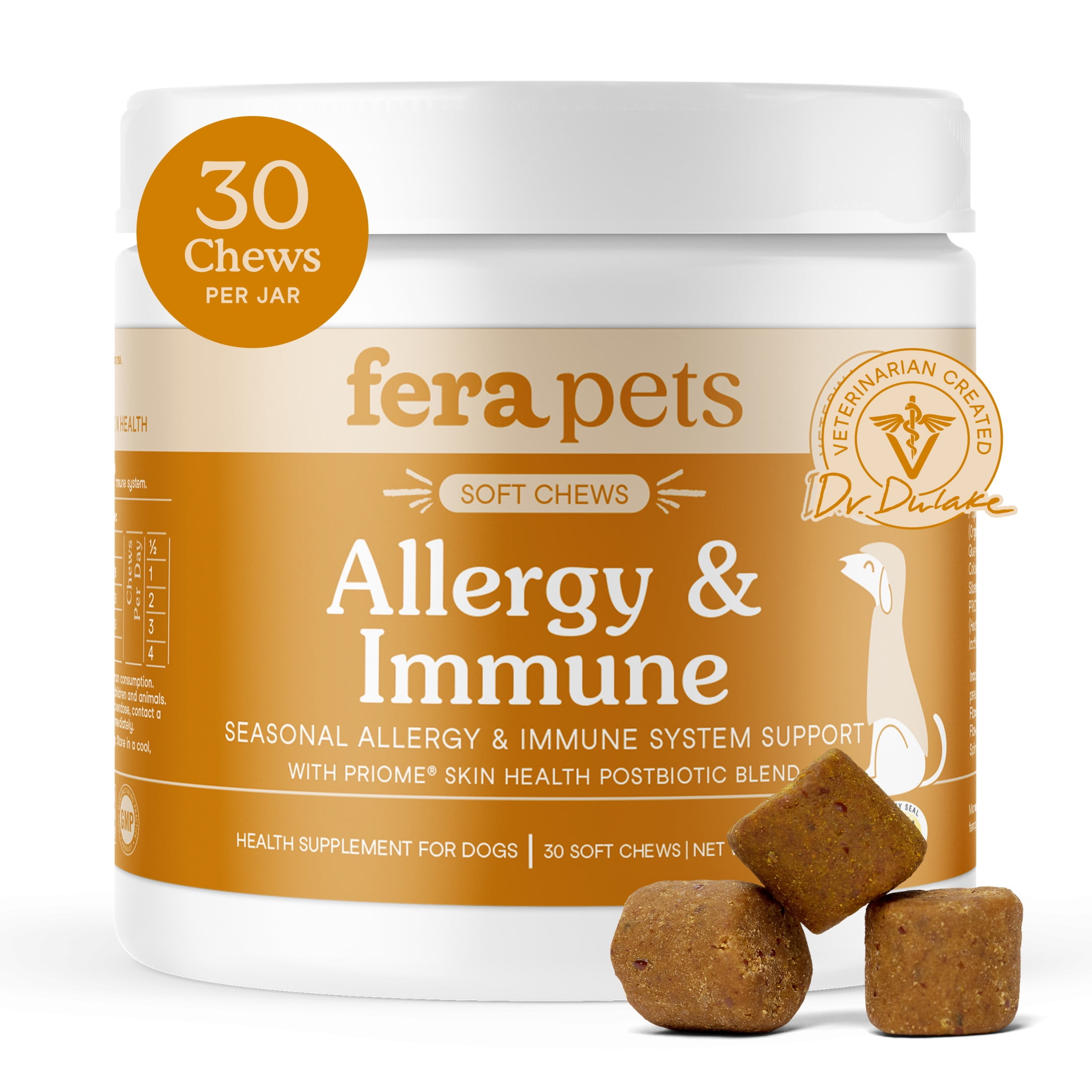 Fera Pets Dog Allergy Chews with Turkey Tail Mushrooms, Colostrum ...